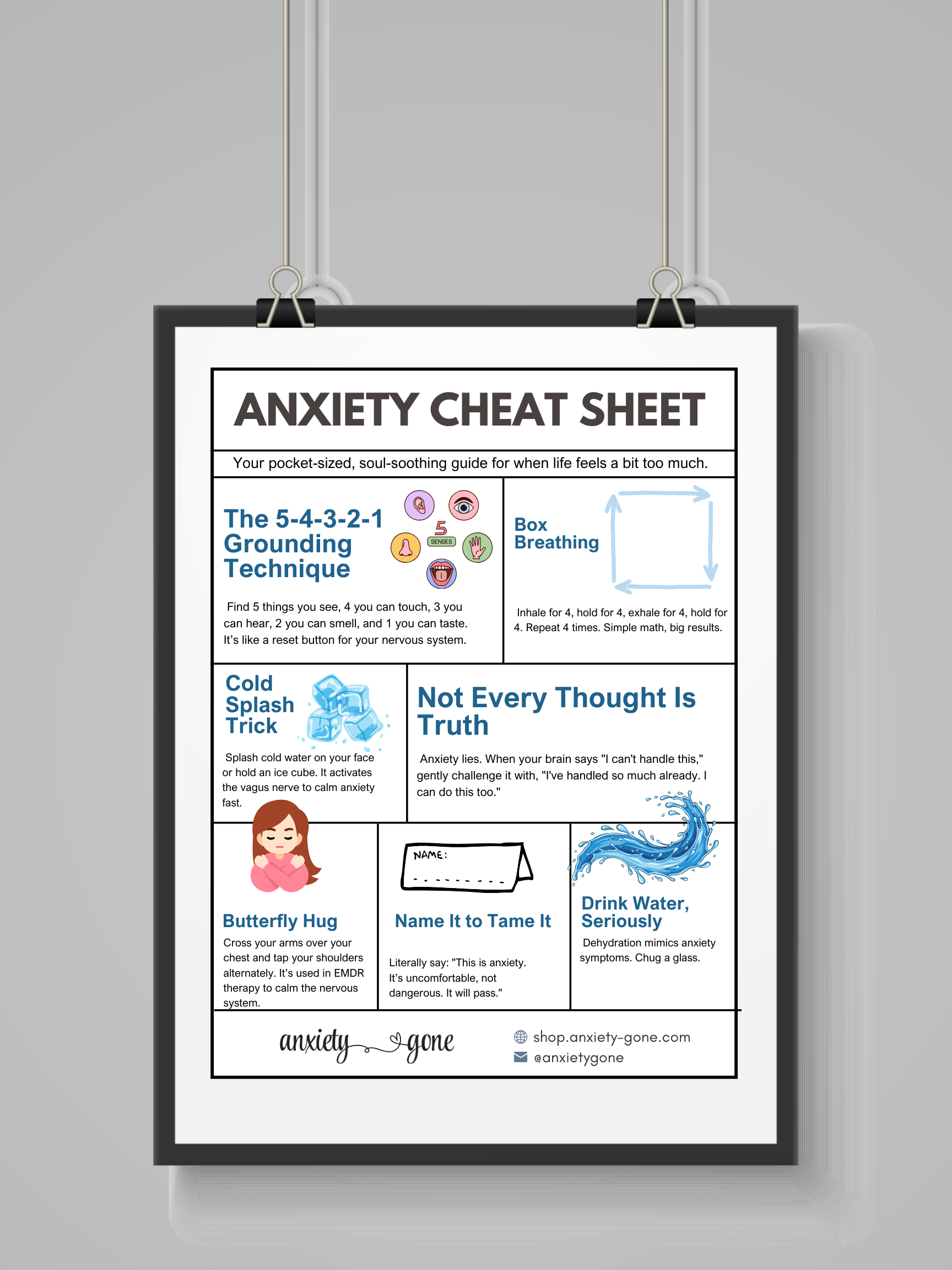 Printable Anxiety Cheat Sheet – Downloadable Anxiety Coping Guide ...